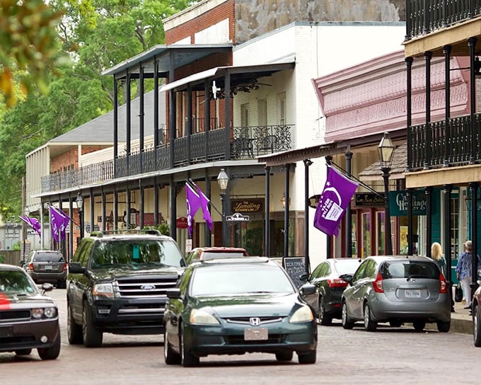 Purple flags flutter along Front Street, where shopping becomes an adventure rather than an errand. Each storefront promises discoveries your Amazon cart could never deliver.