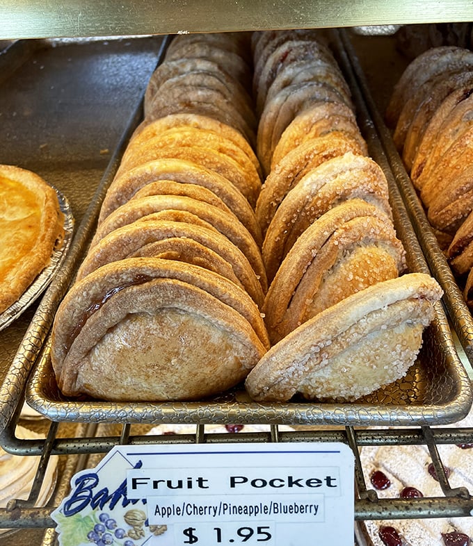 Fruit pockets lined up like edible postcards from pastry heaven. At $1.95 each, they're the bargain vacation your taste buds deserve.