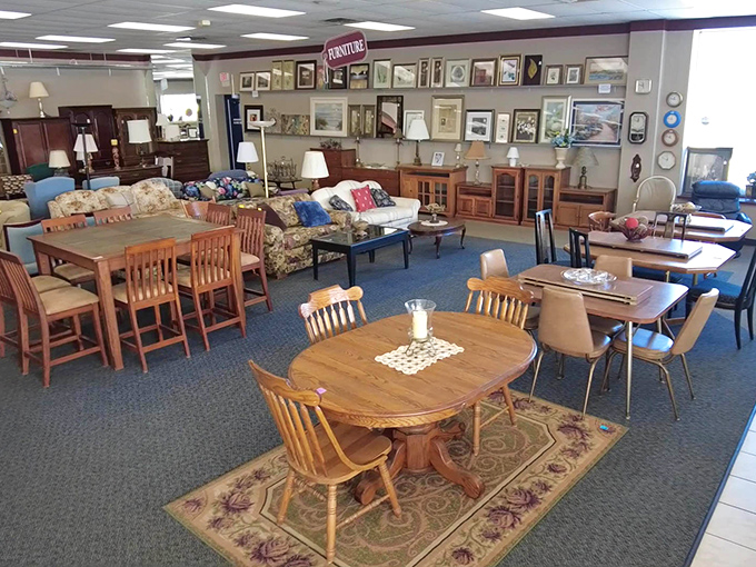 The furniture showroom: where dining sets that hosted countless family meals hope to create memories in your home next.