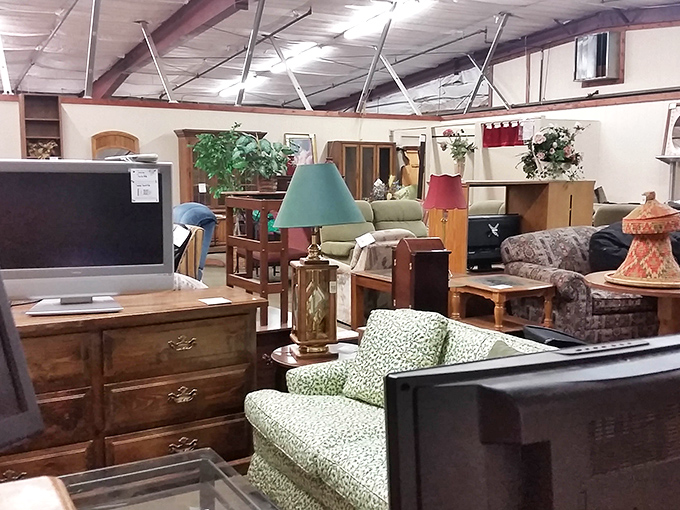 The furniture section: where mid-century meets last-century meets "what century is that from?" A living room time capsule awaiting new stories to witness.