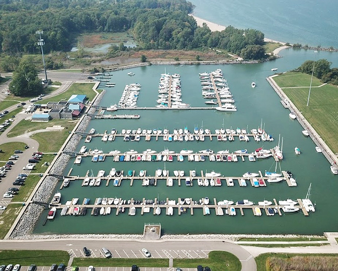 The marina resembles a floating neighborhood, where boats of all personalities gather to swap stories of open water adventures.