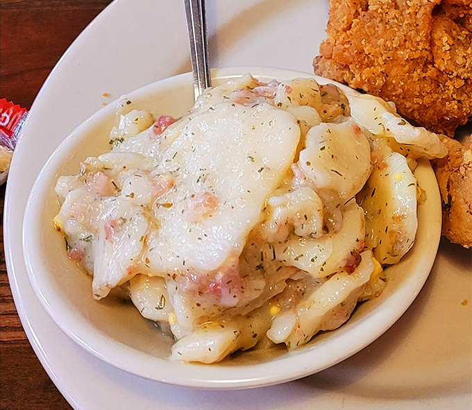 Ron's creamy German potato salad isn&rsquo;t your typical deli side &mdash; it&rsquo;s packed with generous chunks of ham hidden like tasty Easter eggs throughout.