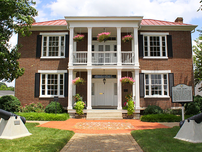 Glen Echo's stately columns and hanging flower baskets embody Southern hospitality in architectural form, practically whispering "y'all come sit a spell."
