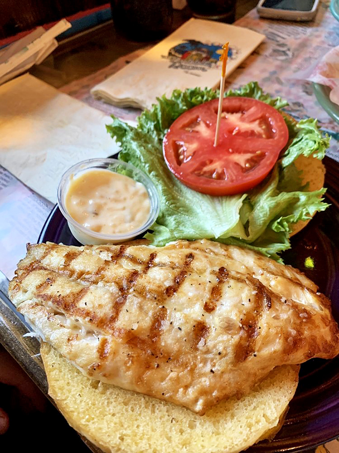 A grouper sandwich that makes other fish sandwiches feel inadequate &ndash; crispy, flaky, and substantial enough to satisfy a hungry sailor after a day at sea.