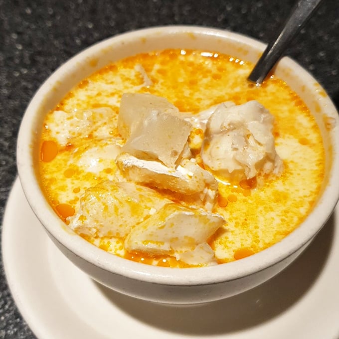 Haddock chowder so rich and creamy it could make a New Englander weep with joy. Chunks of fish that actually taste like fish!