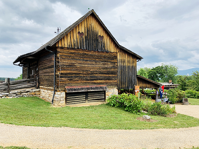This weathered barn stands as a rustic reminder of simpler times, when "cloud storage" meant hay in the loft.