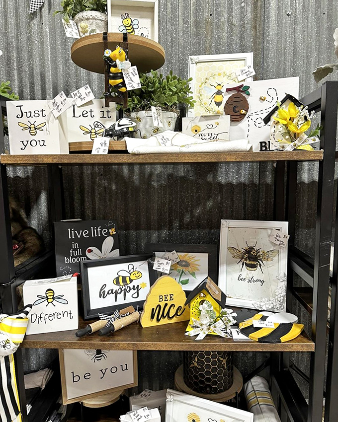 Bee-themed everything! When your decorating style is "cottage-core meets honey enthusiast," this booth has you completely covered.