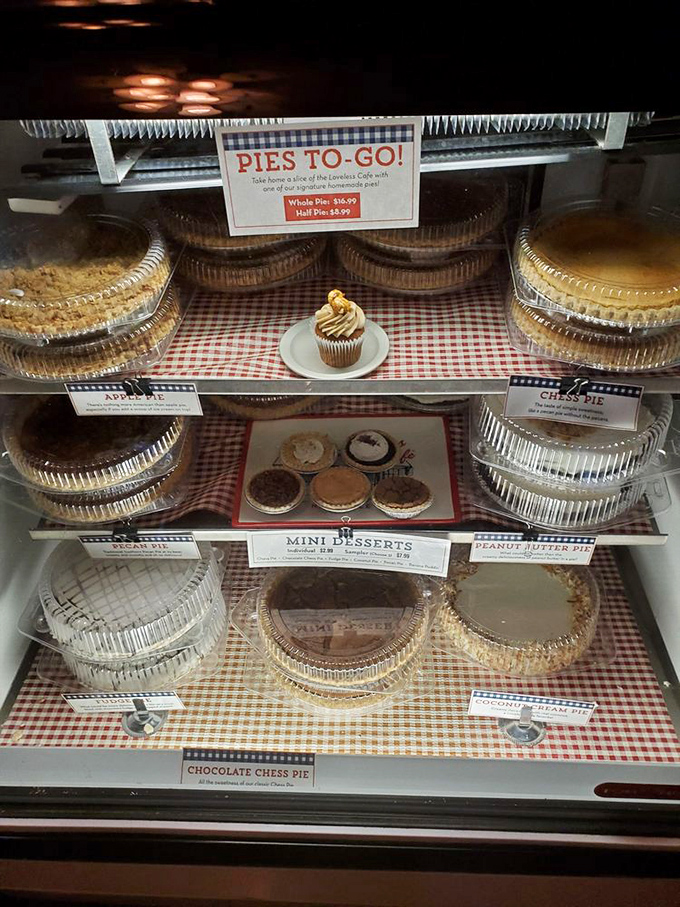 Heaven's waiting room looks suspiciously like this pie case. Chess, apple, and chocolate &ndash; decisions were never this deliciously difficult.