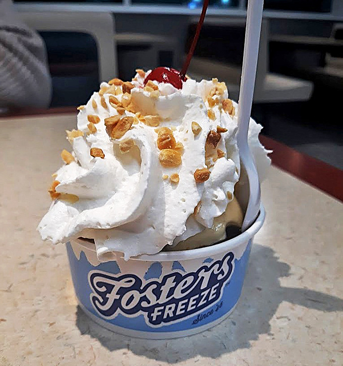 That hot fudge sundae topped with nuts and a cherry looks like what happiness would order for dessert.