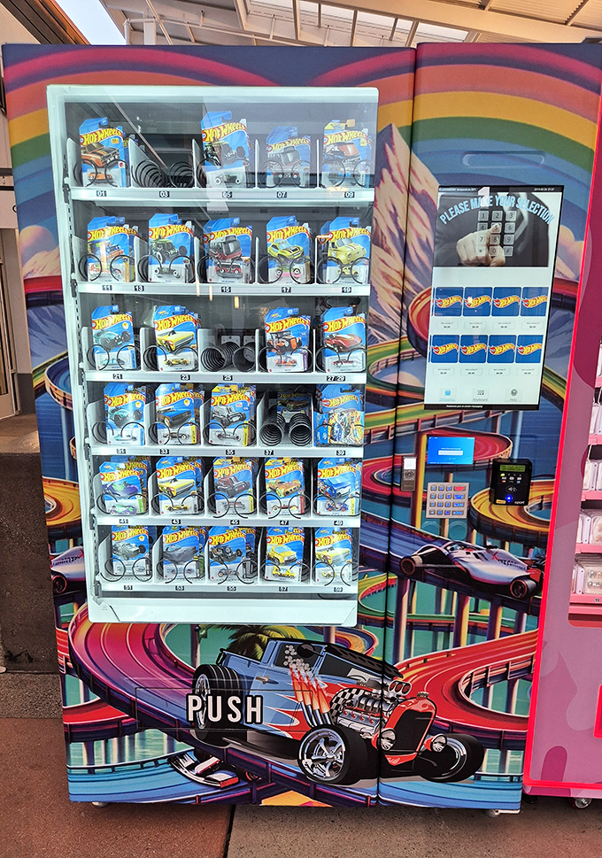 The Hot Wheels vending machine&mdash;where grown men suddenly remember their childhood Christmas lists with startling clarity.