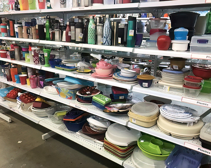 The housewares section: where your kitchen's missing pieces and your grandmother's favorite serving dishes are reunited at last.