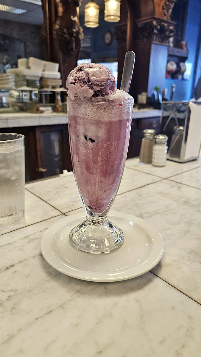 A purple haze of huckleberry goodness topped with a scoop of ice cream&mdash;Montana's answer to the question "What does happiness taste like?"