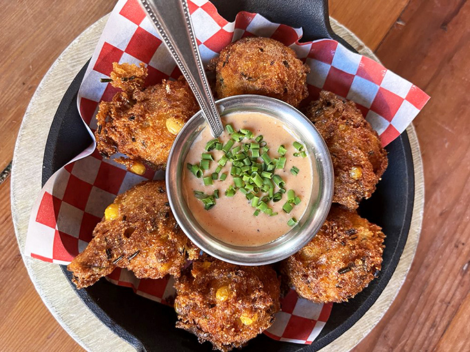 Hush puppies that would make any Southerner proud, paired with a dipping sauce that elevates them from side dish to main event.