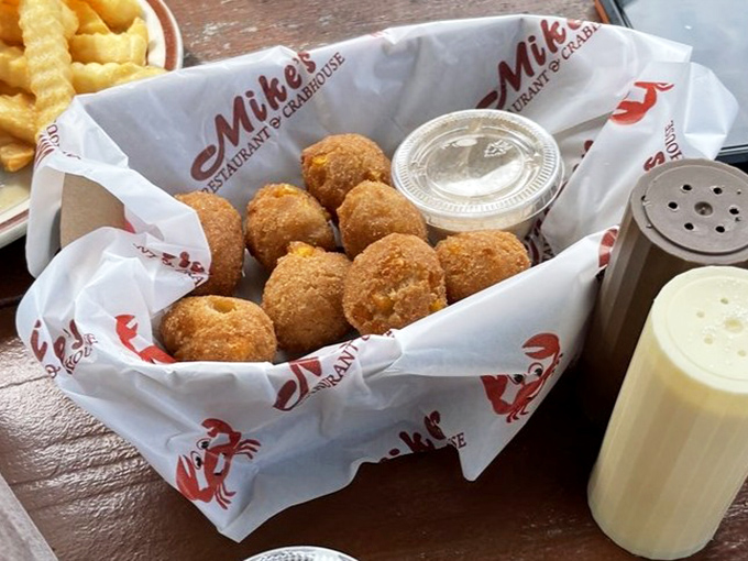 Hush puppies: the unsung heroes of any crab feast. These golden orbs of cornmeal goodness are the perfect between-crab palate cleansers.