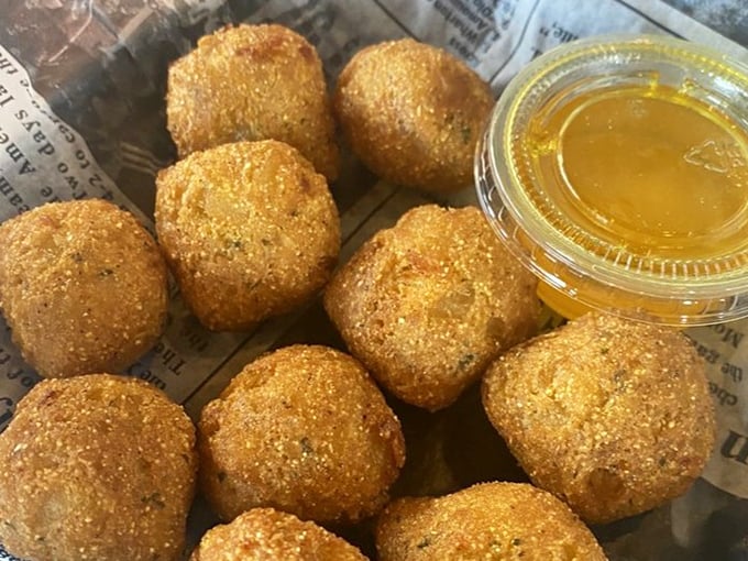 These hush puppies aren't telling secrets, but they might make you involuntarily moan with cornmeal delight.