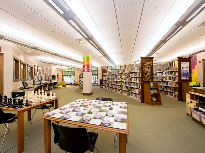 Chess and checkers await strategic minds at Hussey-Mayfield Memorial Library, where books are just the beginning.