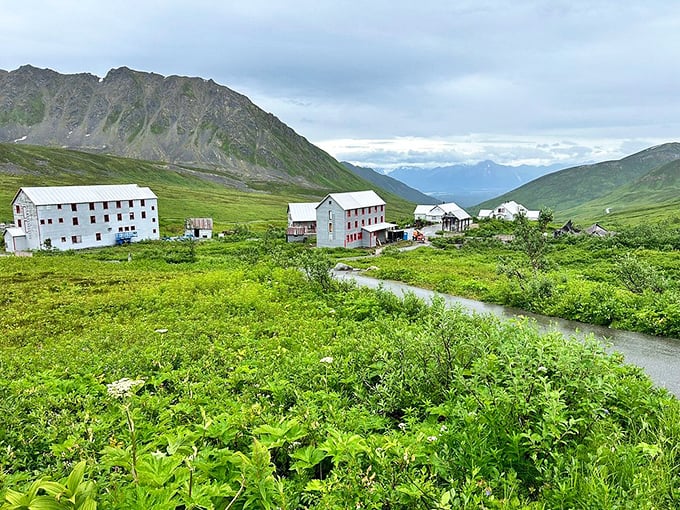 Independence Mine buildings stand as monuments to Alaska's gold rush era, nestled in a valley that's worth its weight in Instagram gold.
