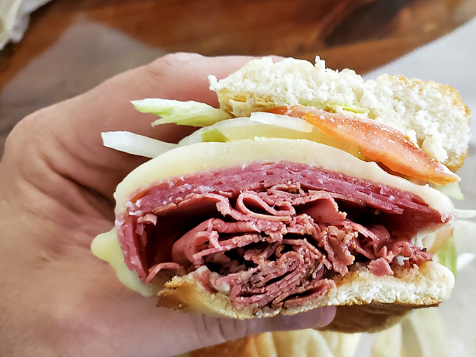 This Italian sub isn't messing around. Layers of meat stacked with the precision of a Jenga master on their fifth cup of coffee.