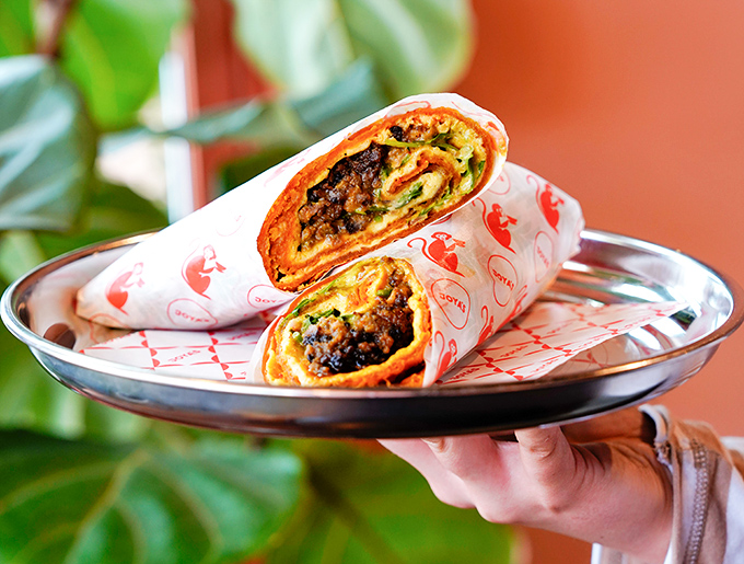 The Kati Roll &ndash; where Indian street food meets Ohio morning cravings. Wrapped like a present because that's exactly what it is.