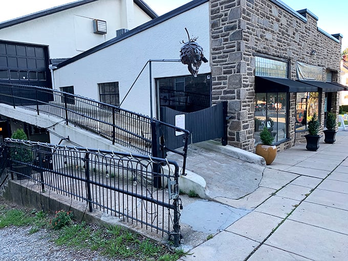 Industrial-chic meets small-town hospitality at Kennett Brewing Company. Those stone walls have probably heard some great stories over pints.