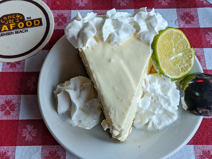 Key lime pie so authentic it should come with its own Florida citizenship papers. That lime wedge is just showing off.