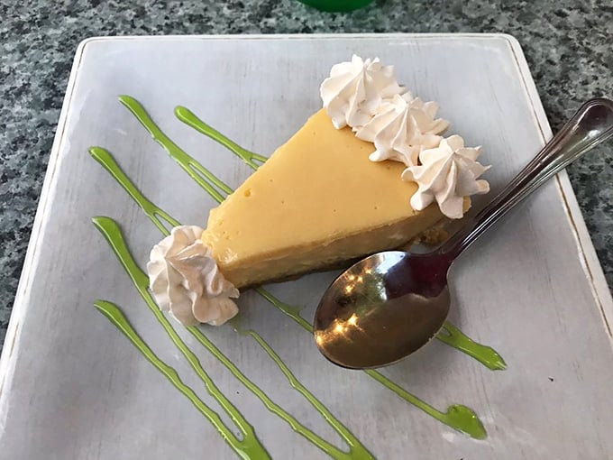 Key lime pie that hits all the right notes &ndash; tangy, sweet, creamy, with artistic presentation that says "vacation" in every bite.