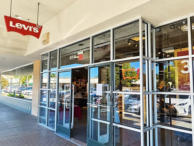 The Levi's entrance&mdash;gateway to denim paradise where finding your perfect pair feels like reuniting with an old friend.