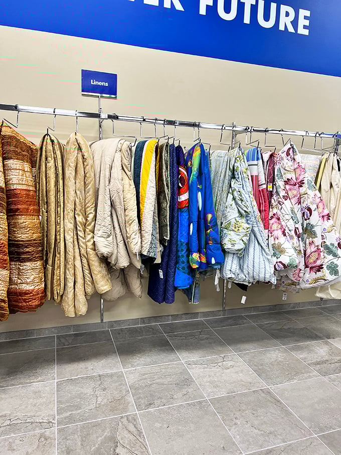 The linens section offers bedding with character. That floral comforter might have dressed a guest room in Greenwich before finding its way to your college apartment.