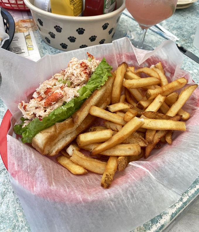 The lobster roll—where Maine tradition meets Florida sunshine in a buttery embrace that's worth every napkin.