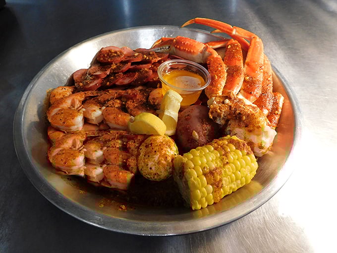 The Low Country Boil arrives like a seafood symphony &ndash; crab, shrimp, corn, and potatoes harmonizing in spicy bliss.