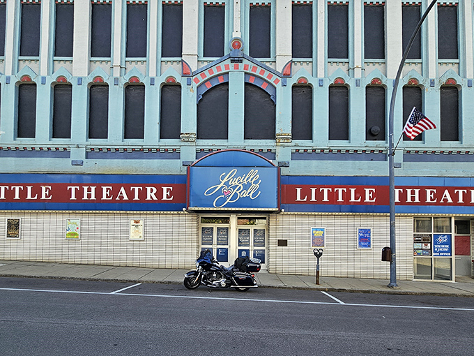The Lucille Ball Little Theatre's vintage marquee promises entertainment as timeless as Lucy's comedic genius itself.