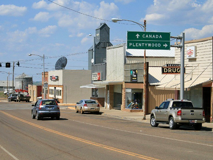 Downtown Scobey, where the traffic jam consists of three pickup trucks, and everyone knows which one has the right of way without consulting a manual.
