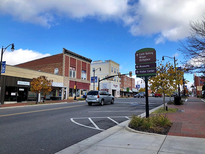 Downtown Wytheville's directional signs point visitors to local treasures, while the wide streets remind you that parallel parking anxiety isn't part of small-town living.