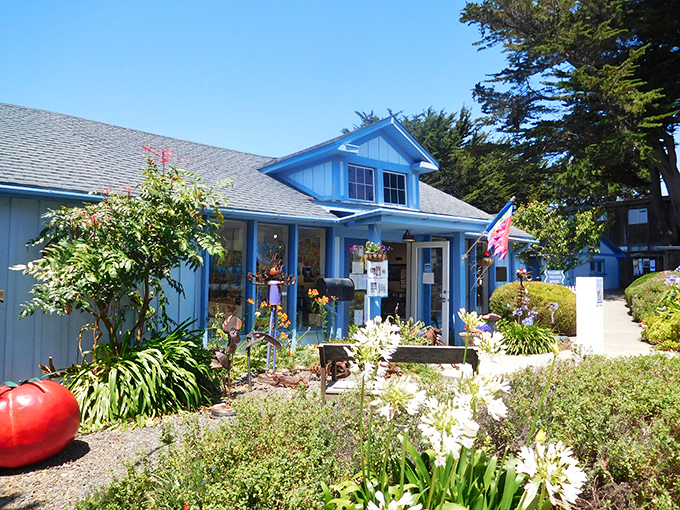 The Mendocino Art Center blooms with creativity. Even the garden seems to be competing with the artwork inside!