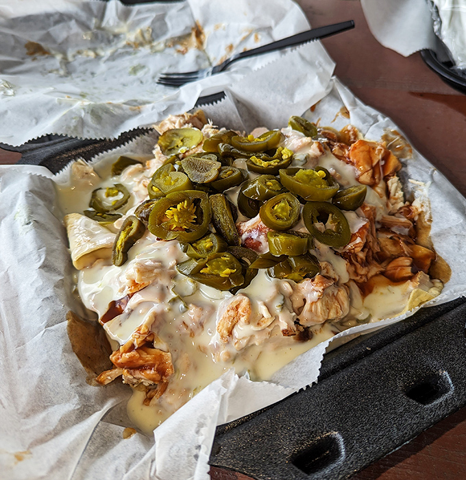 BBQ nachos that make you question why you ever ate nachos any other way. The jalape&ntilde;os add just enough kick to wake up your taste buds.