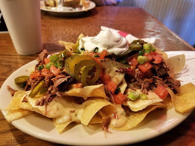 BBQ nachos that solve the age-old question: "How do I get all my favorite foods onto one magnificent plate?"