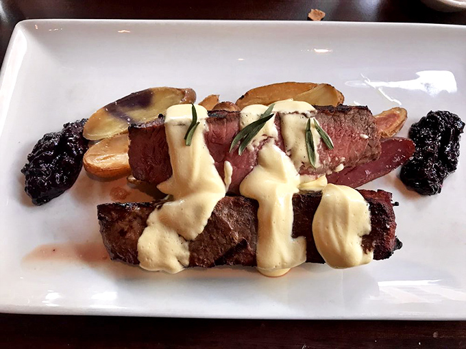 A New York Strip that would make Manhattan jealous, draped in a sauce that should probably have its own Instagram account.