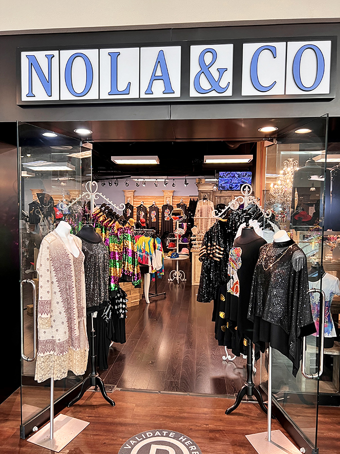 NOLA & CO brings local flair to the outlet experience. Those sequined garments aren't just clothes—they're wearable New Orleans spirit, perfect for your next spontaneous parade.