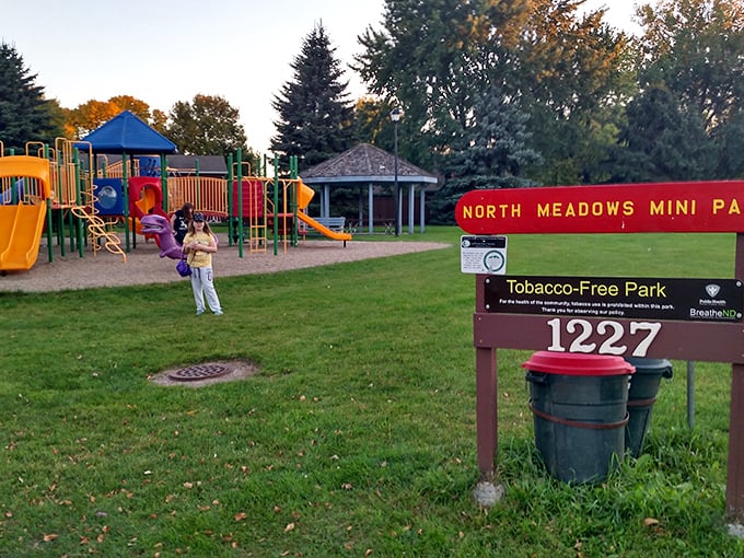 North Meadows Mini Park offers colorful playground equipment where grandkids burn energy while grandparents strategically position themselves on shaded benches.