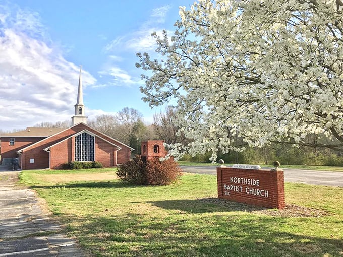 Spring at Northside Baptist Church – where dogwood blossoms perform their annual miracle just as congregants have gathered for generations.