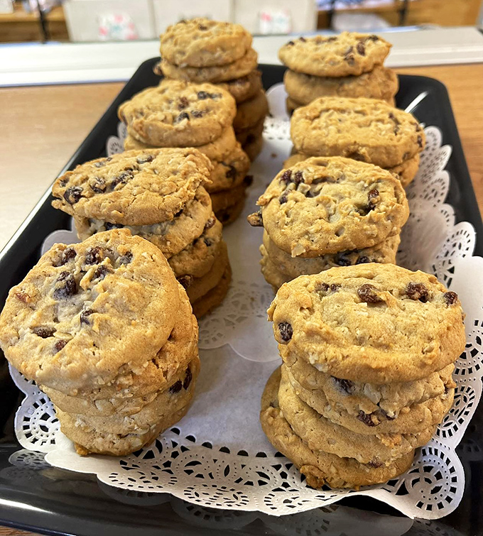 Chocolate chip cookies stacked like edible poker chips. The house always wins, but so does your sweet tooth.