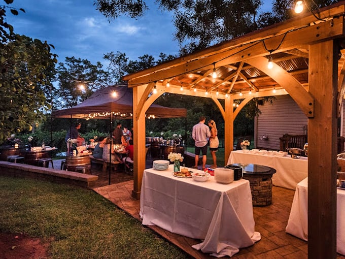 Twilight at the vineyard transforms an ordinary evening into something magical&mdash;string lights included, no extra charge.