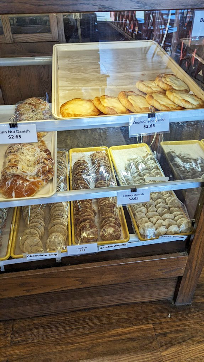 The display case: where dreams are stored until you're ready to eat them. Each tray holds a different path to happiness.