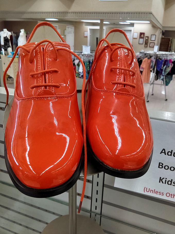 These fire-engine red dress shoes aren't for the faint of heart. Somewhere between Dorothy's ruby slippers and a 1950s car finish—statement footwear at its boldest.