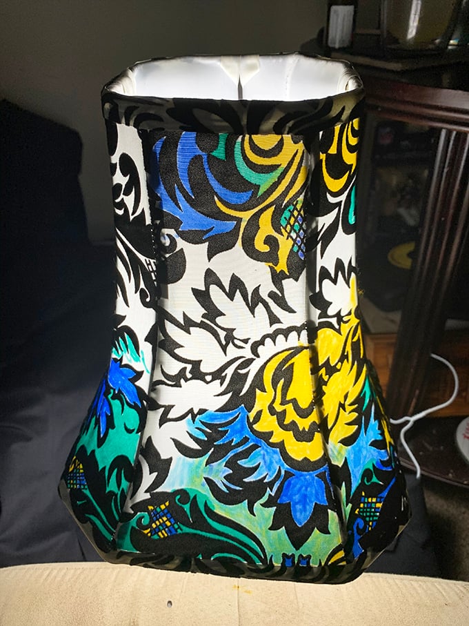 This lampshade's bold pattern transforms ordinary light into a psychedelic 1970s dance party for your living room.