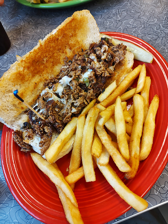 Philly might claim the cheesesteak, but this Pittsburgh version on toasted bread with golden fries makes a compelling argument for Steel City supremacy.