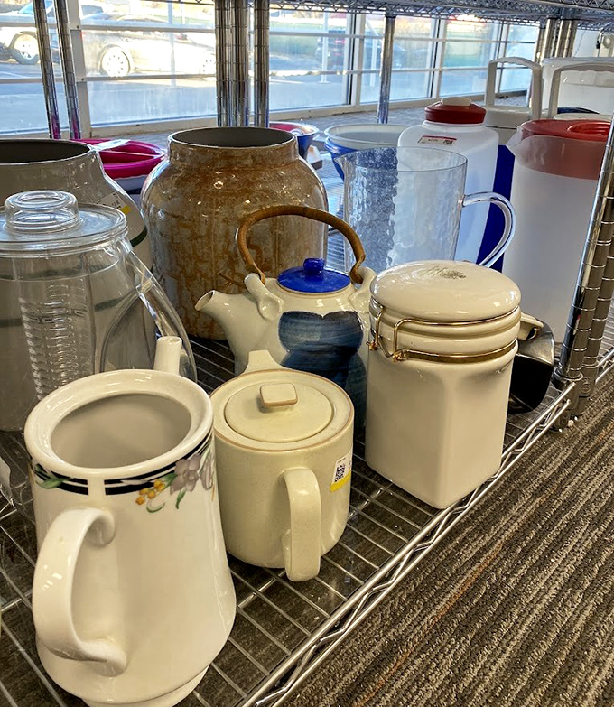 The ceramic congregation where coffee pots and teapots gather to reminisce about breakfasts past and dream of serving again.