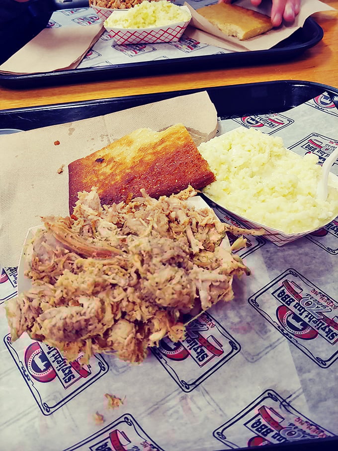 Eastern Carolina barbecue in its purest form&mdash;chopped fine, kissed with vinegar, and served on paper that's soon to become a sacred artifact.