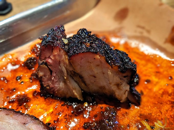 When pork belly gets the Texas craft barbecue treatment, this is the glorious result that makes vegetarians question their life choices.