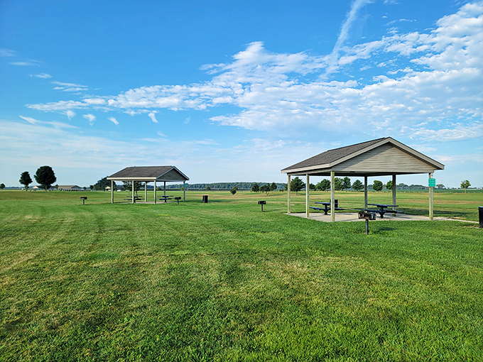 Price Memorial Park's picnic shelters stand ready for family gatherings that won't break the bank. Nature's entertainment comes free with every visit&mdash;no subscription required.